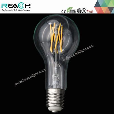 China A100 led bulb,a100 led filament bulb,100*210mm,6filaments,6w,dimmable,clear glass,constant current driver,E27,B22base for sale