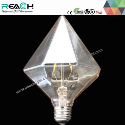 China D110 led diamond filament bulb,110*165mm,6filaments,6w,dimmable,amber glass,constant current driver,E27,B22base for sale