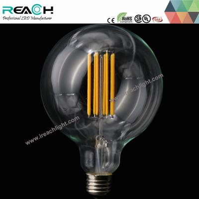 China G125 led globe bulb,g125 led filament bulb,125*176mm,8filaments,8w,dimmable,clear glass,constant current driver,E27base for sale