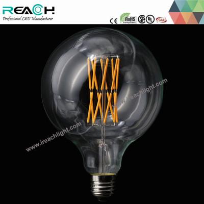 China G125 led globe bulb,g125 led filament bulb,125*176mm,16filaments,8w,dimmable,clear glass,constant current driver,E27base for sale
