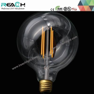 China G125 led globe bulb,g125 led filament bulb,125*176mm,4filaments,4w,dimmable,clear glass,constant current driver,E27base for sale