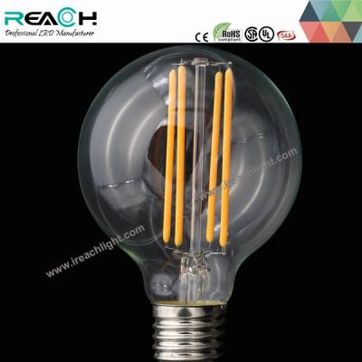 China G80 led globe bulb,g80 led filament bulb,80*118mm,4filaments,4w,dimmable,clear glass,constant current driver,E27base for sale