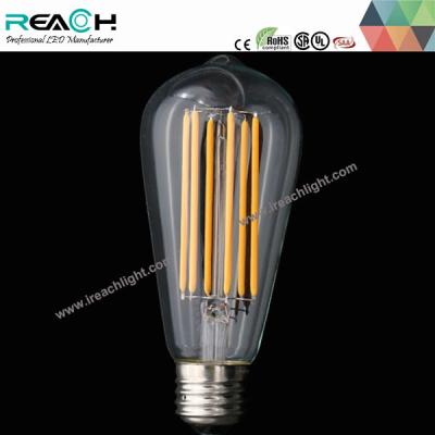 China ST58 led vintage bulb,st58 led filament bulb,58*130mm,6filaments,6w,dimmable,clear glass,constant current driver,E27base for sale