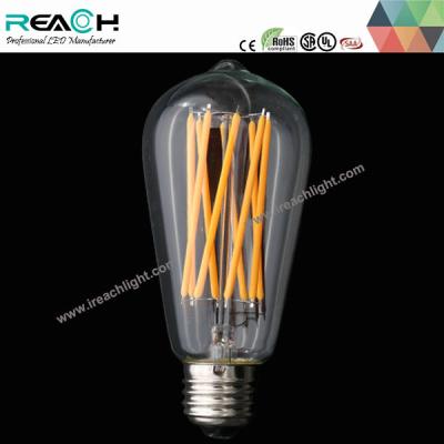 China ST58 led vintage bulb,st58 led filament bulb,58*130mm,8filaments,8w,dimmable,clear glass,constant current driver,E27base for sale