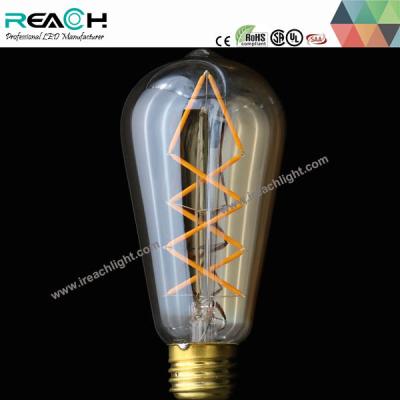 China ST64 led vintage bulb,st64 led filament bulb,64*140mm,8filaments,6w,dimmable,amber glass,constant current driver,E27base for sale
