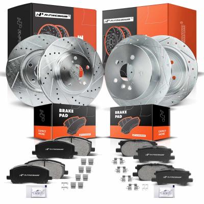 China Front & Rear Drilled Rotors & Ceramic Brake Pads for Toyota Highlander 2004-2007 for sale
