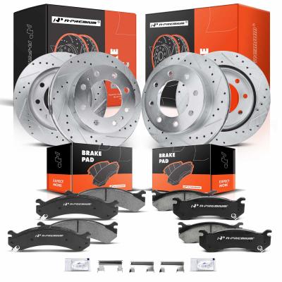 China Front & Rear Drilled Rotors & Ceramic Brake Pads for Chevy Silverado GMC Sierra for sale