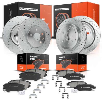 China Front & Rear Drilled Rotors & Ceramic Brake Pads for Chevrolet Camaro 10-15 for sale