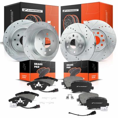 China Front & Rear Drilled Rotors & Ceramic Brake Pads for VW Golf Jetta Rabbit for sale