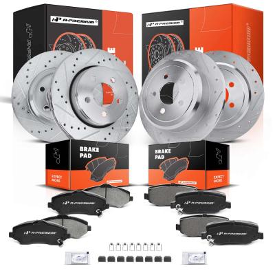 China Front & Rear Drilled Rotors & Ceramic Brake Pads for Jeep Liberty Dodge Nitro for sale