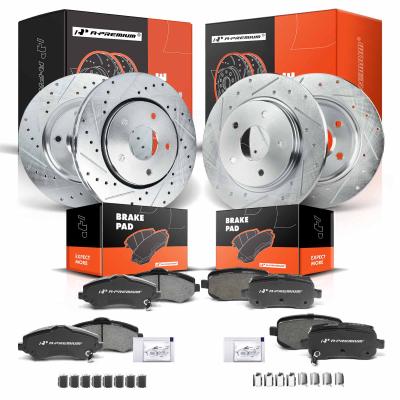 China Front & Rear Drilled Rotors & Ceramic Brake Pads for Chrysler Dodge Journey for sale