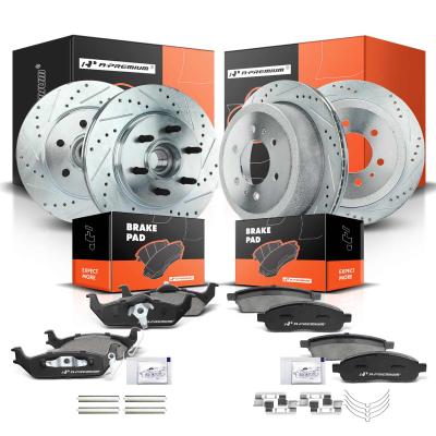 China Front & Rear Drilled Rotors & Ceramic Brake Pads for Ford F-150 Lincoln for sale