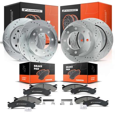 China Front & Rear Drilled Rotors & Ceramic Brake Pads for GMC Sierra 3500 Chevrolet for sale