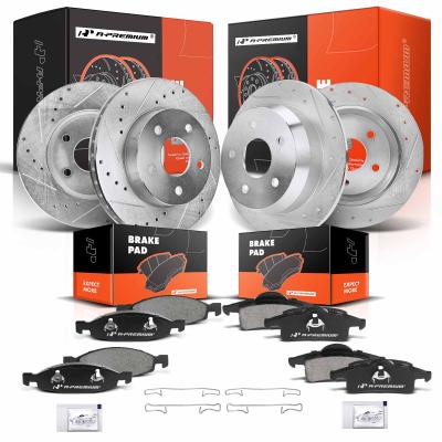 China Front & Rear Drilled Rotors & Ceramic Brake Pads for Jeep Grand Cherokee 99-02 for sale