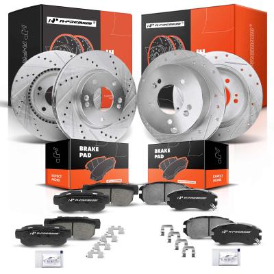 China Front & Rear Drilled Rotors & Ceramic Brake Pads for Hyundai Sonata 2008-2010 for sale
