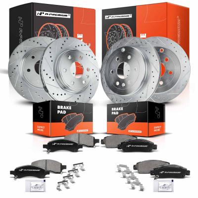 China Front & Rear Drilled Rotors & Ceramic Brake Pads for Chevy Traverse Buick GMC for sale