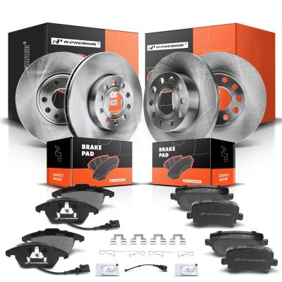 China Front & Rear Disc Brake Rotors & Ceramic Brake Pads for Volkswagen Golf Jetta for sale