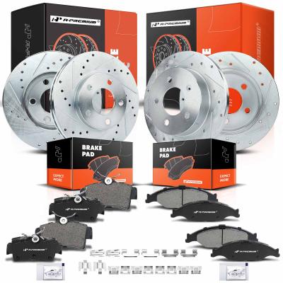 China Front & Rear Drilled Rotors & Ceramic Brake Pads for Ford Mustang 94-04 for sale