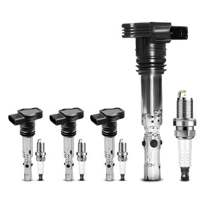China 4x Black Ignition Coil & IRIDIUM Spark Plug Kits for Audi A4 TT Quattro VW Golf for sale