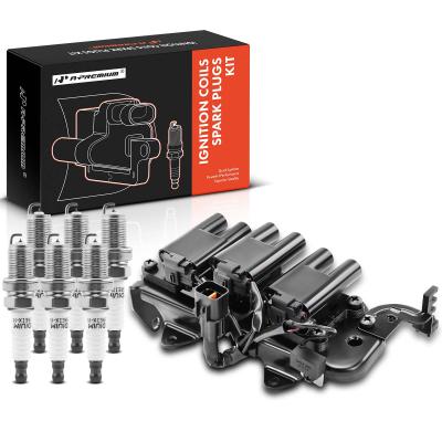 China 1x Black Ignition Coil & 6x IRIDIUM Spark Plug Kits for Hyundai Santa Fe 01-06 for sale