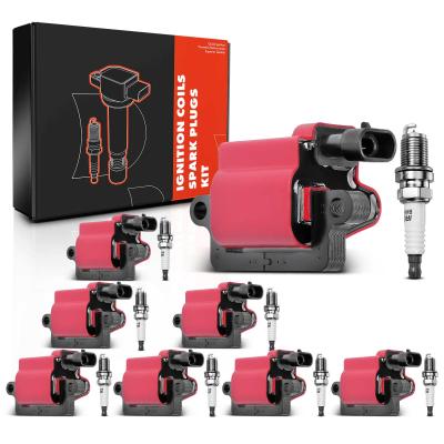 China 8x Red Ignition Coil & IRIDIUM Spark Plug Kits for Chevrolet GMC Cadillac Hummer for sale