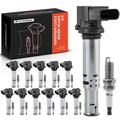 China 12x Black Ignition Coil & IRIDIUM Spark Plug Kits for Audi A8 Quattro 12-16 6.3L for sale