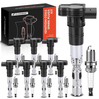 China 8x Black Ignition Coil & IRIDIUM Spark Plug Kits for VW Phaeton Touareg 4.2L for sale