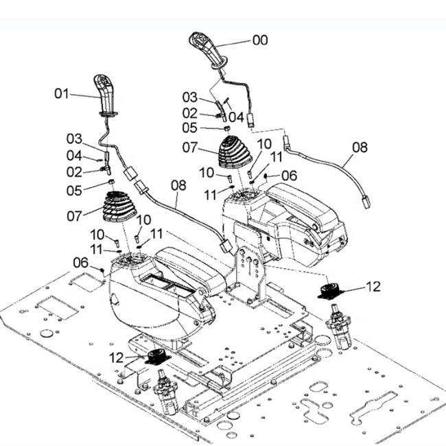 Hitachi excavator joystick grip front view