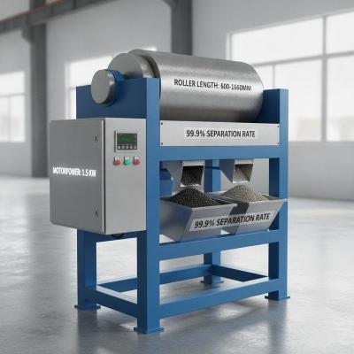 China 1.5 KW Motorpower Magnetic Separator Machine Featuring 600 to 1600mm Roller Lengtht and 99.9 Separation Rate for Processing for sale