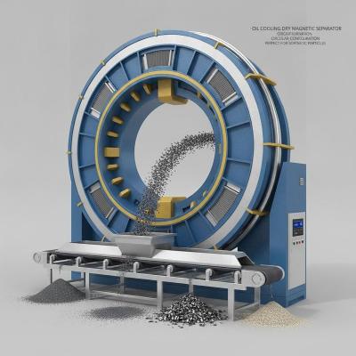 China Oil Cooling Dry Magnetic Separator Circular Configuration Perfect for Sorting Magnetic Particles in Mining and Recycling for sale