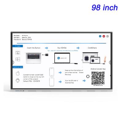 China 4K Touch Screen Whiteboard 98in Smart Interactive Flat Panel Dual OS for sale