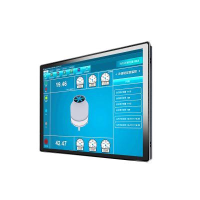 China 19 inch Thin Comercial Front Open Frame Embedded Ip65 All in One Workshop Wall-Mounted Touch Display for sale