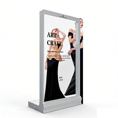 China Big Size 77 Inch Standing Floor Touch Screen Oled Transparent Display Unit Showcase for Exhibition Hypermarket Shopping Mall museum for sale