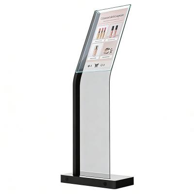 China 30 Inch Custom clear Floor Standing transparent OLED Display Unit Stand for Supermarket Exhibition Hotel for sale