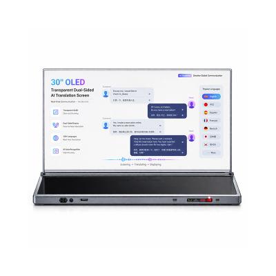China A 30-inch Frameless transparent OLED screen translation that supports real-time AI translation of 138 languages ​​and is suitable for commercial use for sale