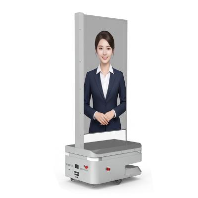 China A 55-inch transparent OLED mobile reception robot equipped with autonomous navigation, voice interaction, and facial recognition is suitable for reception scenarios. for sale