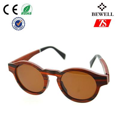 China Circle Frame Wooden Sunglasses For Men , Custom Bamboo Sunglasses for sale