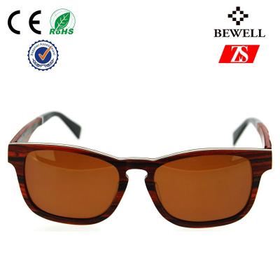China Square Women Wood Frame Sunglasses With Tac Polarized Mirror Lens for sale