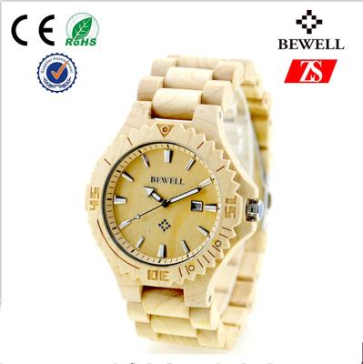 China Fashion Bamboo Date Calendar Wrist Watch / Big Face Woody Watch for sale