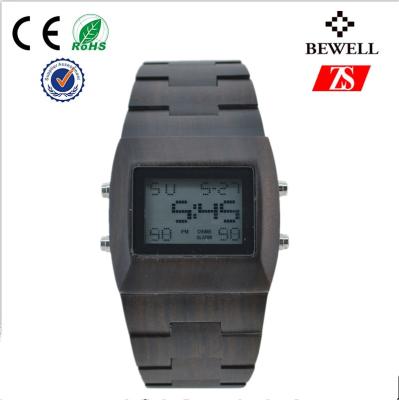 Cina Movimento di legno di Digital degli orologi degli uomini impermeabili con la luce del LED in vendita
