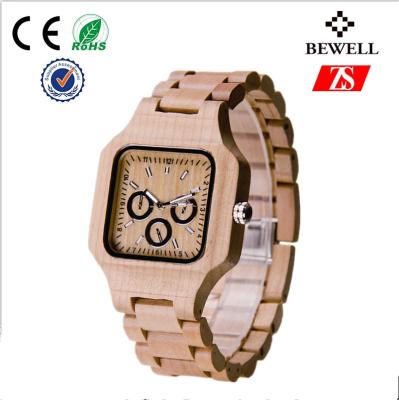 Cina Orologi di legno degli uomini a forma di quadrati/orologi di legno su ordinazione, vetro minerale in vendita