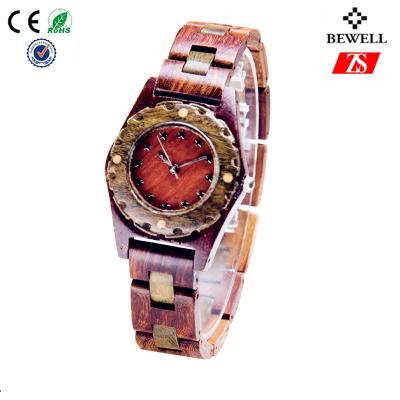 Cina Signore rosse orologio di legno, orologi riciclati del quadrante di Bewell piccole di legno in vendita