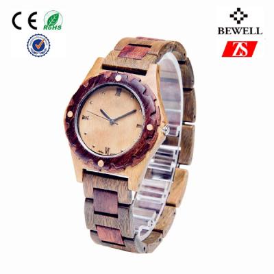 Cina Orologi di legno d'acciaio delle signore del fermaglio e della corona, orologio del legno del quarzo del Giappone in vendita