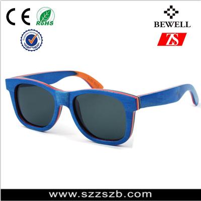 China Mixed Colors Skateboard Wooden Wood Frame Sunglasses Polarized TAC Lens for sale