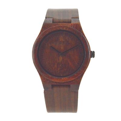 China OEM Elegant Men Quartz Wood Watch Mineral Glass With Leather Strap for sale