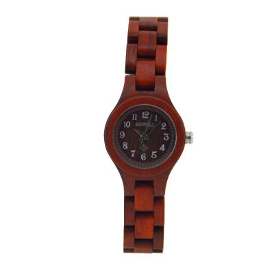 Cina Orologio di legno delle signore rosse con il movimento giapponese del quarzo & il vetro minerale in vendita