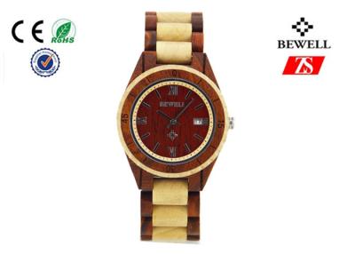 Cina Orologio di legno con il movimento d'acciaio del quarzo del Giappone del fermaglio della stampa del doppio di Crwon in vendita
