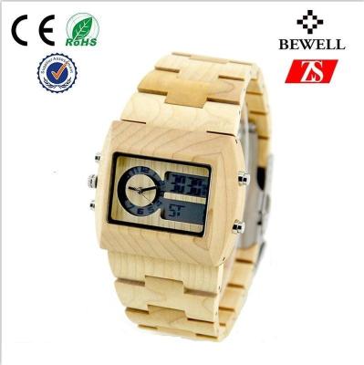 Cina Orologio di legno dell'acero naturale di Bewell per il maschio con i doppi movimenti in vendita