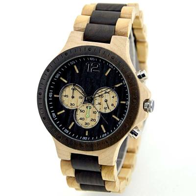 China Hand-made Maple And Black Sandalwood Wrist Watch With Your Own Logo Six Hands for sale