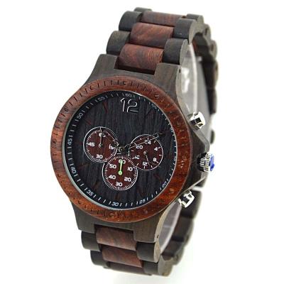 China Customized Black And Red Quartz Wood Watch 3 ATM waterproof for sale